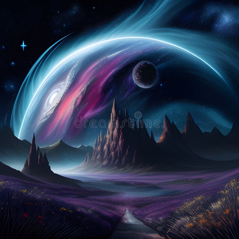 Fantasy Planet , Night Sky on Background. AI Generative Stock ...