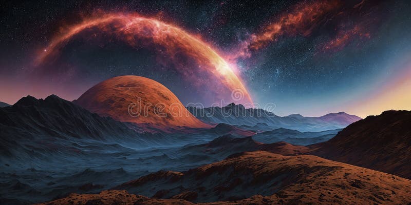 Fantasy Planet , Night Sky on Background. AI Generative Stock ...