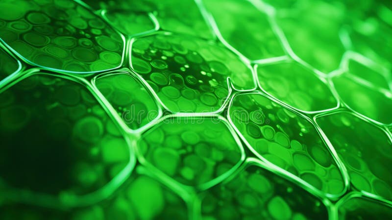 Fantasy Plant Cells Microscopy. Green Organic Structures. Microlife ...