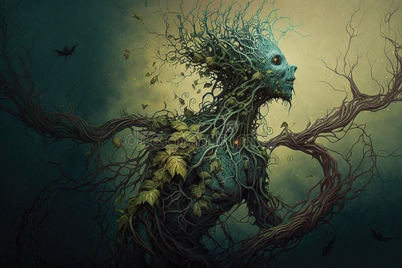 Fantasy Plant Like Creature with a Complex Network of Vines and ...