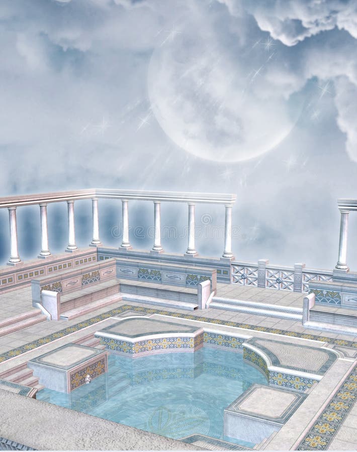 Fantasy Balcony with Flowers Stock Illustration - Illustration of ...