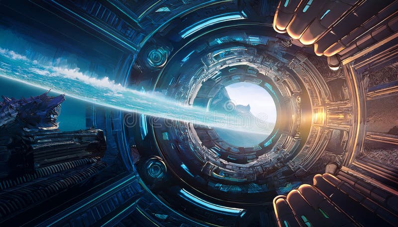 Fantasy portal stock illustration. Illustration of night - 372777093