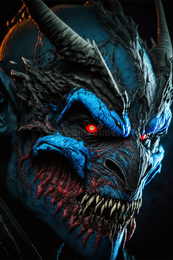 Demon King of the Darkness Face Stock Illustration - Illustration of ...