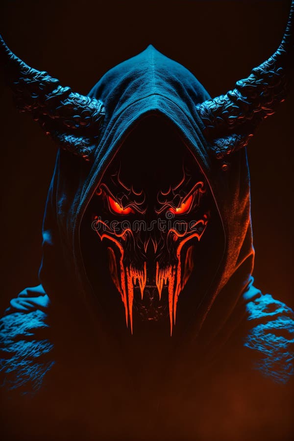 Demon the King of the Darkness Face Stock Illustration - Illustration ...