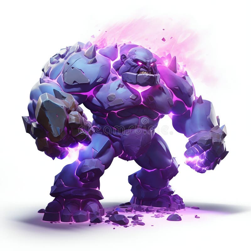 Fantasy Purple Golem Isolated on White Background. Generative Ai Stock ...