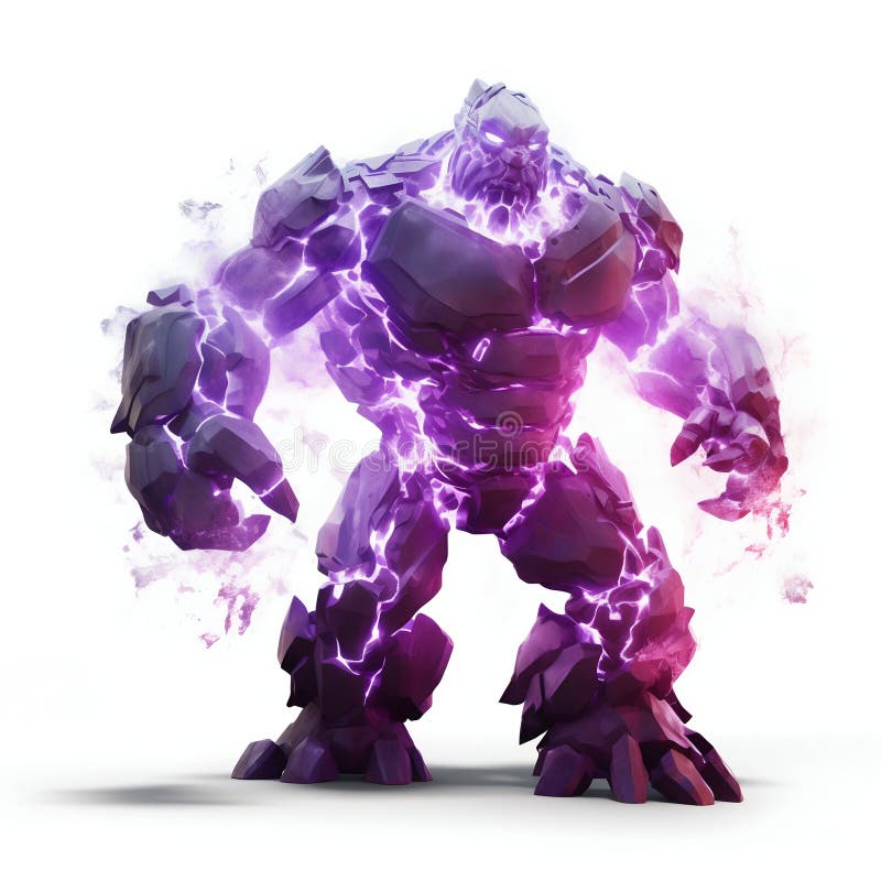 Fantasy Purple Golem Isolated on White Background. Generative Ai Stock ...