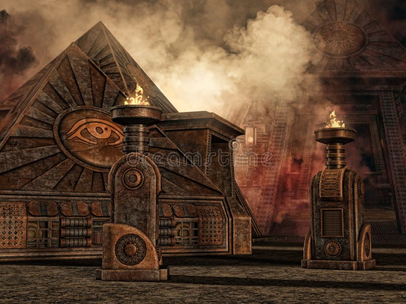 Fantasy pyramids stock illustration. Illustration of pyramid - 35062193