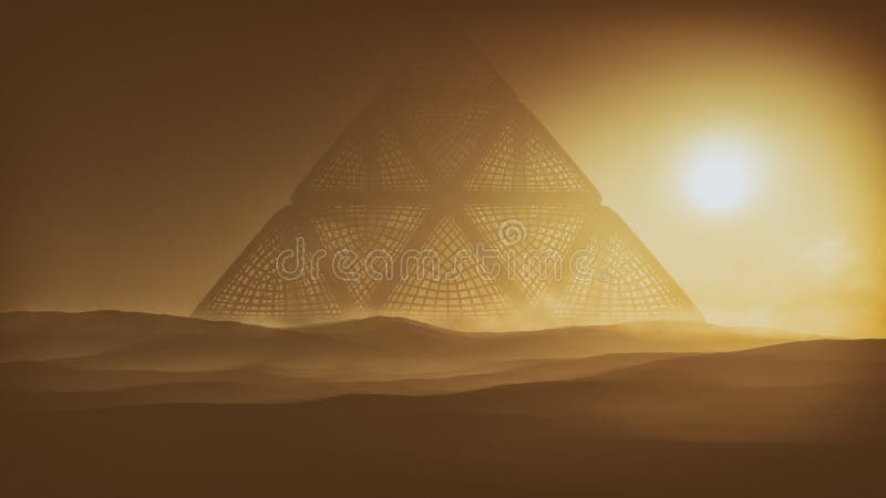 Fantasy Pyramids Landscape stock illustration. Illustration of graphics ...