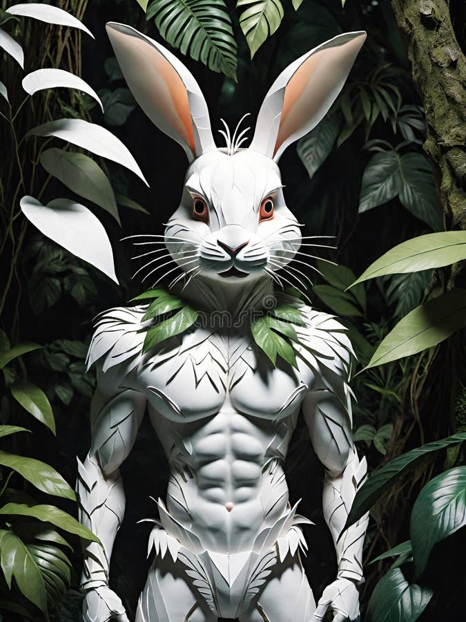 Fantasy Rabbit in the Forest Stock Illustration - Illustration of cute ...