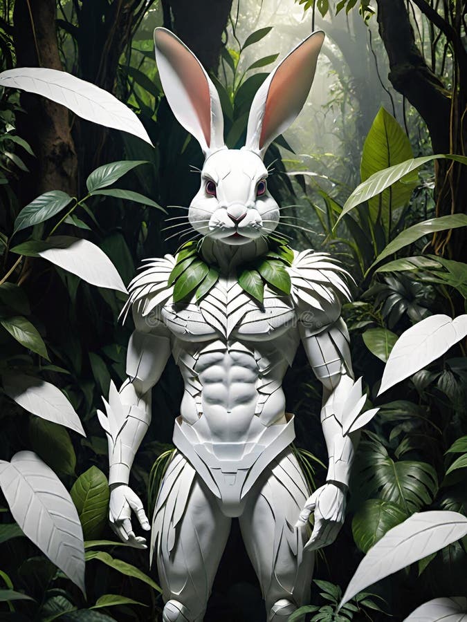 Fantasy Rabbit in the Forest Stock Illustration - Illustration of sport ...