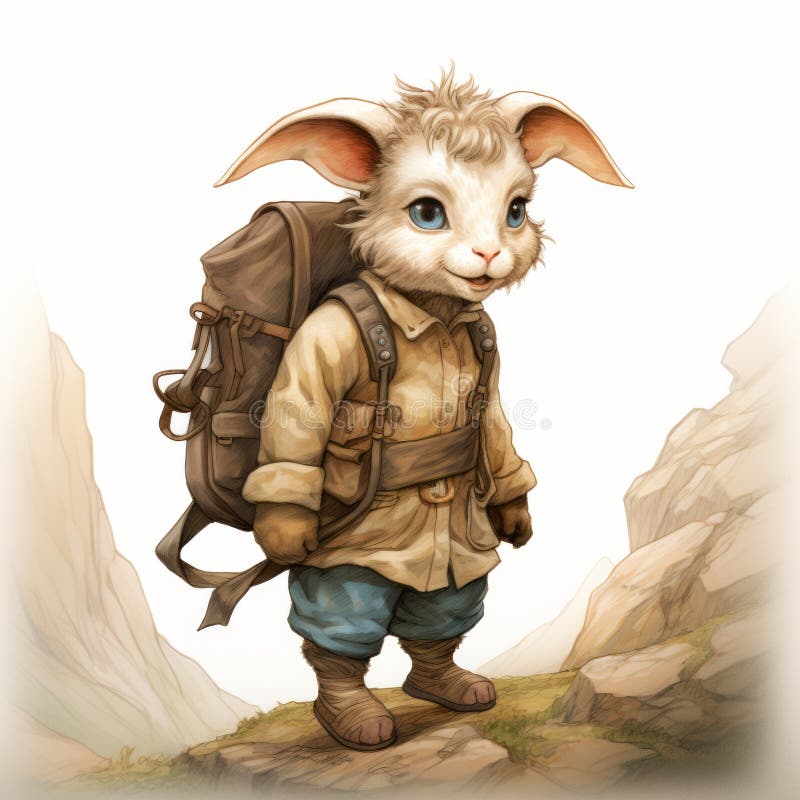 Fantasy Rabbit Illustration with Backpack on Mountain Stock ...