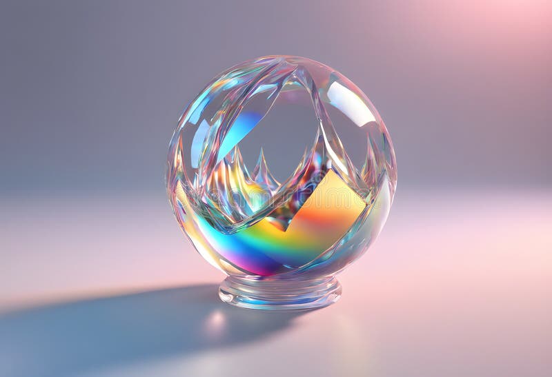Fantasy Rainbow Chrome Type Crystal Sphere, Generative AI Concept Art ...
