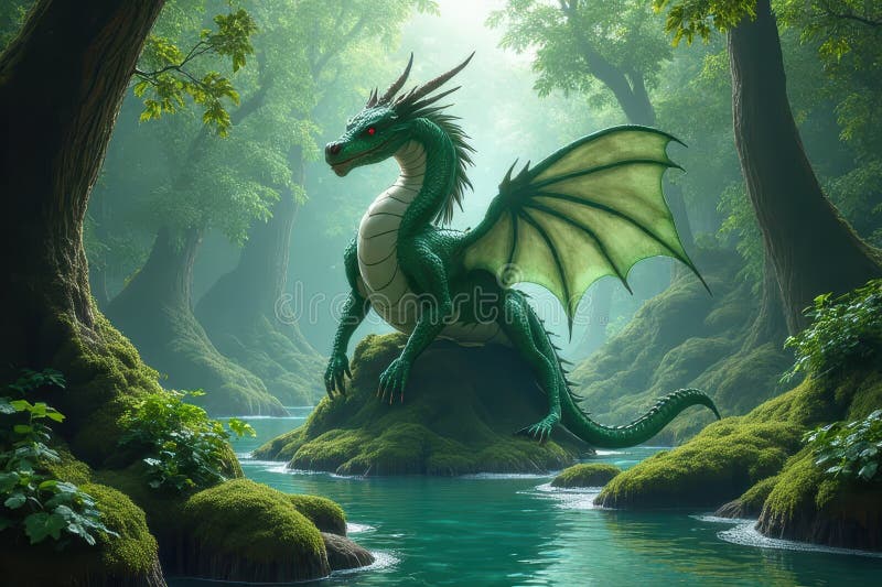 Fantasy Realm: Tales of the Dragon-Born Ruler Stock Illustration ...