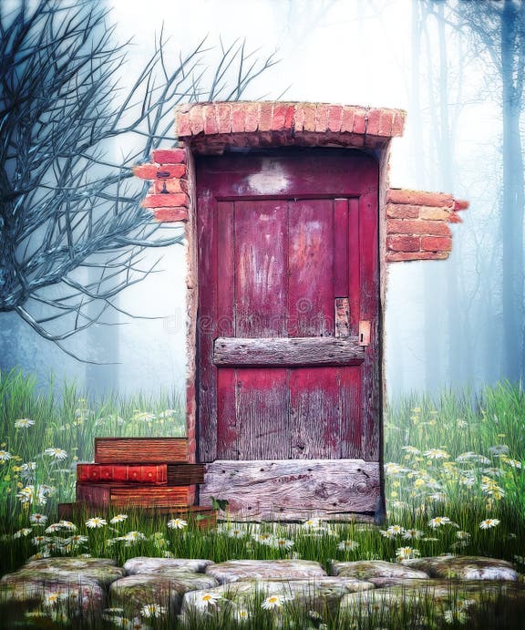 Fantasy Red Door stock illustration. Illustration of entrance - 53883858