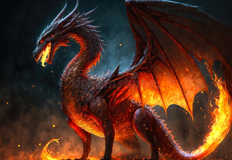 A Fantasy Red Fire Dragon. Created with Generative AI Stock ...