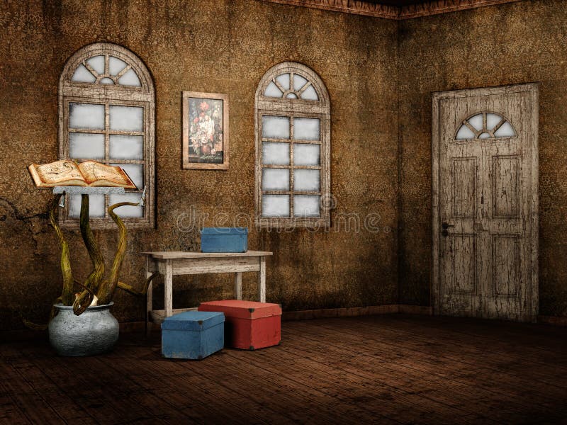 Fantasy Room with Fireplace and Cornucopia Stock Illustration ...