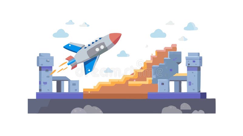 Fantasy Rocket Launch from Ancient Castle, Vector Design Generative AI ...
