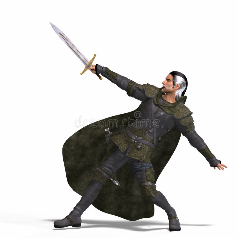 Fantasy Rogue with Sword stock illustration. Illustration of assail ...