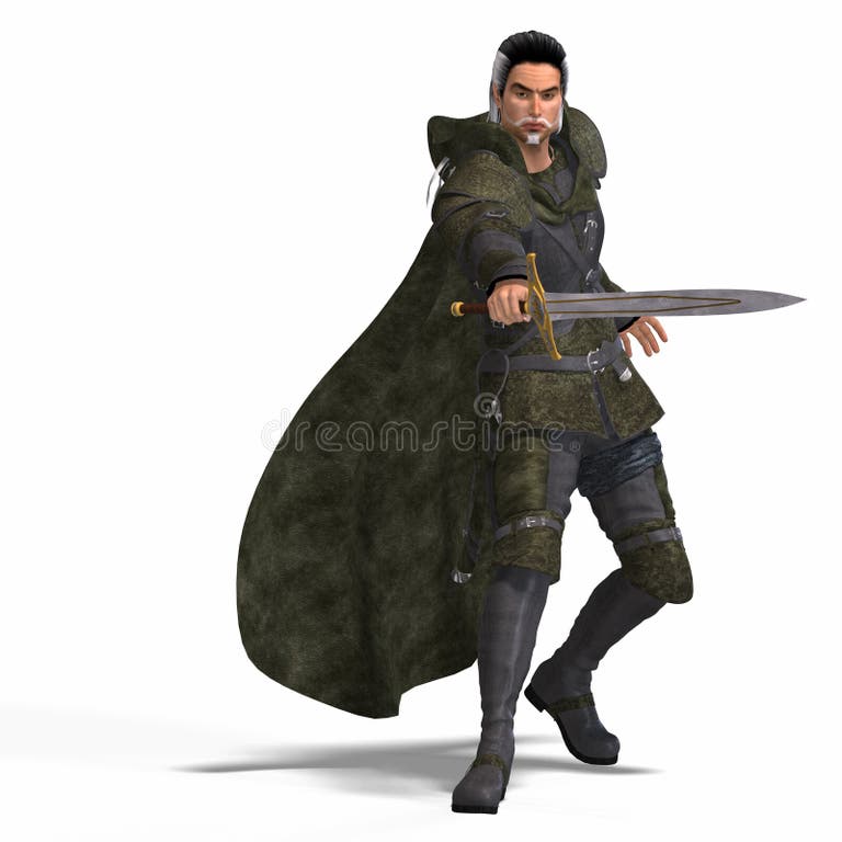 Fantasy Rogue with Sword stock illustration. Illustration of assail ...