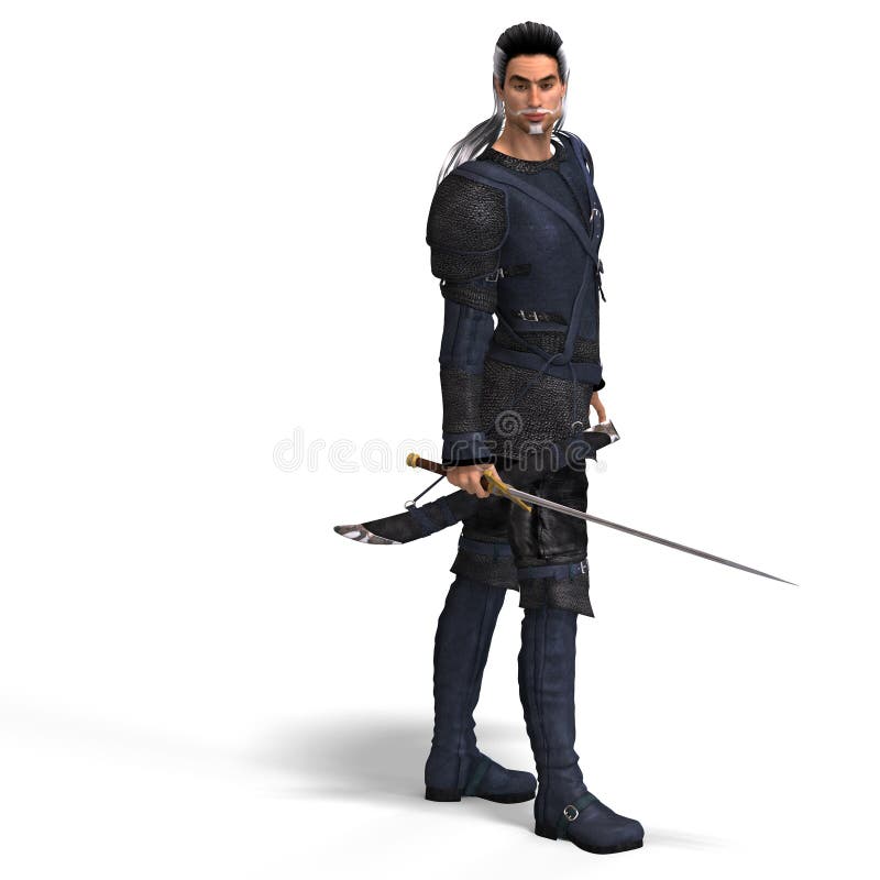 Fantasy Rogue with Sword stock illustration. Illustration of assail ...