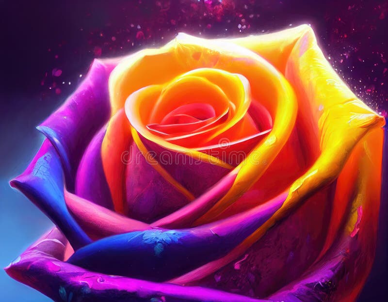 Fantasy Rose in Yellow and Pink Colors, Ai Generated Image Stock ...