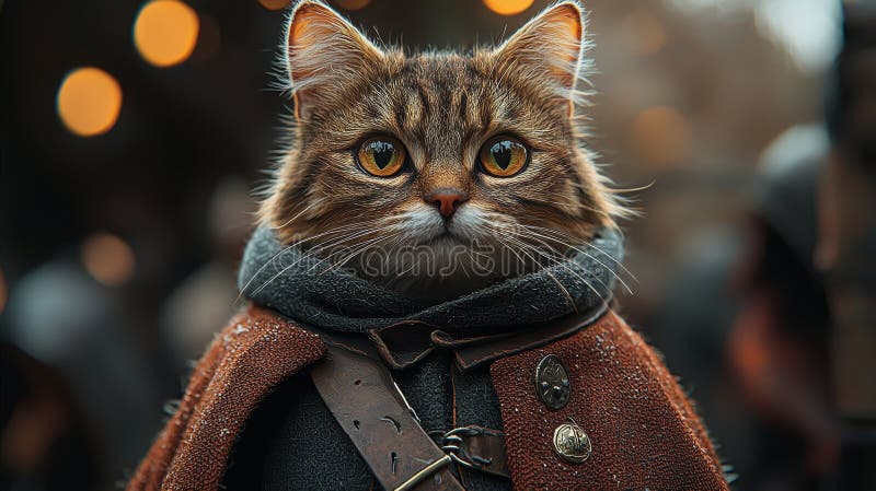 In a Fantasy RPG World, a Cat is Dressed As a Wizard, Holding a Magic ...