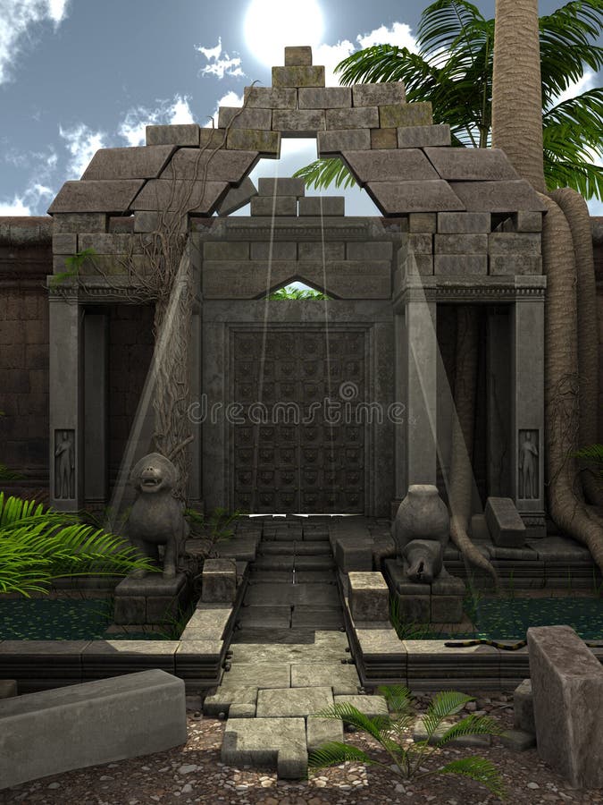 Fantasy temple ruins stock illustration. Illustration of temple - 18777176