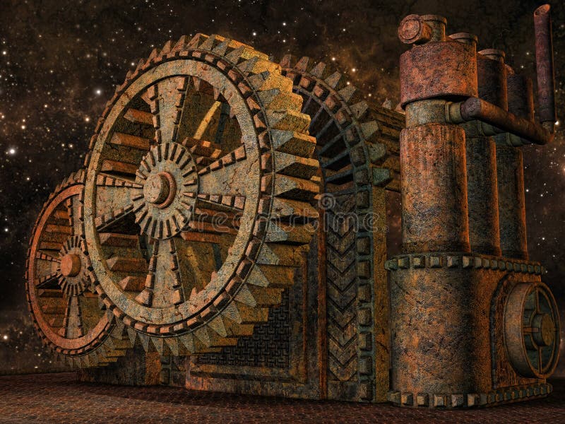 Fantasy rusty machinery stock illustration. Illustration of ruins ...