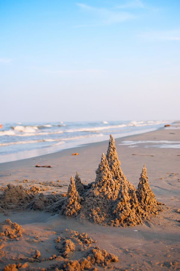 Fantasy Sand Castle at Sunset Stock Image - Image of active, artwork ...