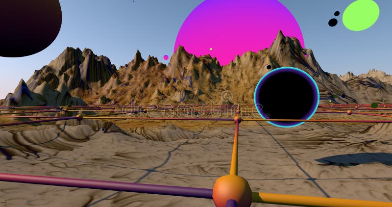 A Colorful Alien Landscape. Stock Illustration - Illustration of planet ...