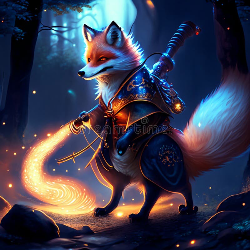 Fantasy Scene with a Cute Fox in Armor. 3d Rendering Generative AI ...