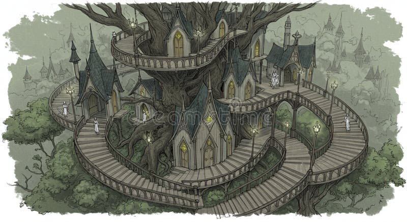 Elven Treehouses Stock Illustrations – 18 Elven Treehouses Stock ...