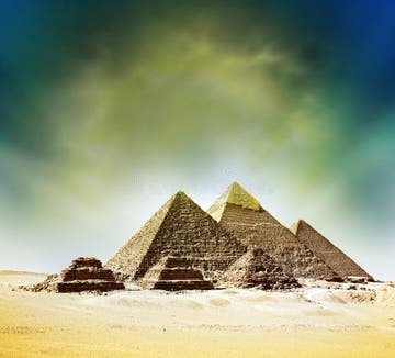 Fantasy Scene of Giza Pyramids Stock Image - Image of heaven, famous ...