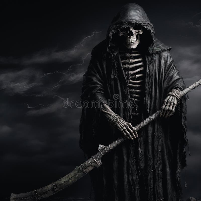Fantasy Scene with a Grim Reaper in the Dark? Stock Illustration ...