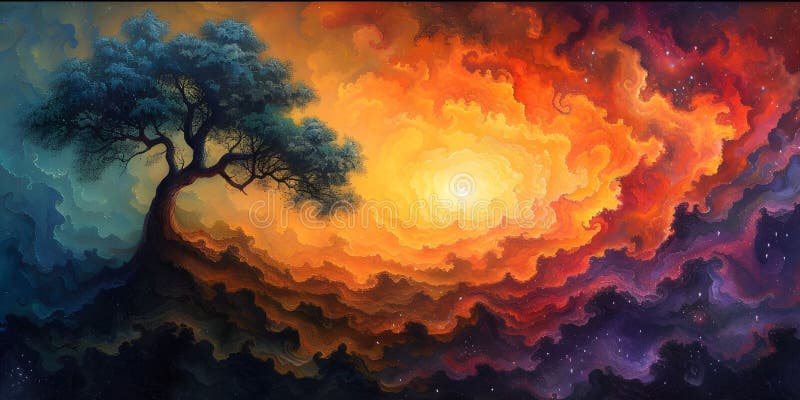Fantasy Scene with Magnificent Sky. Majestic Clouds in Different ...
