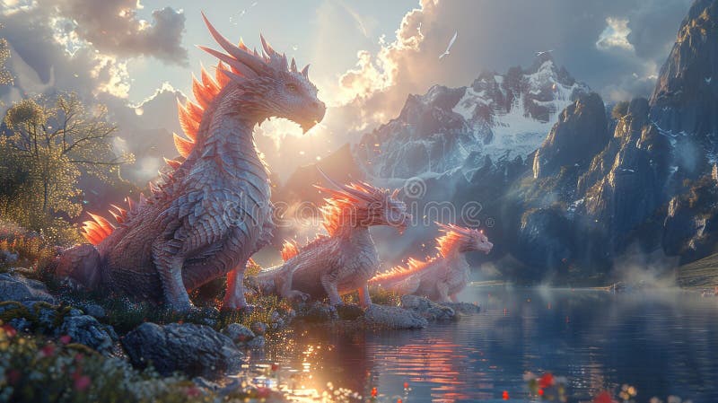 A Fantasy Scene with Mythical Creatures Celebrating Pride in a Vibrant ...