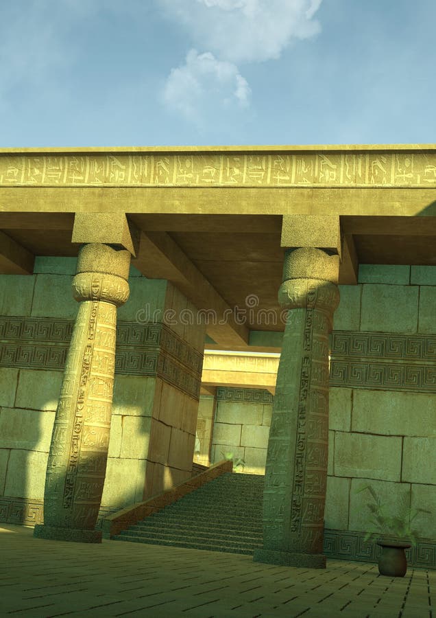 Scene of a Old and Empty Egyptian Temple. Stock Illustration ...