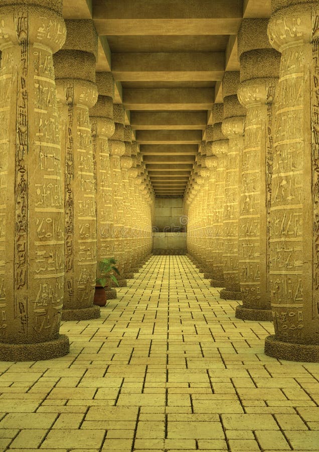 Scene of a Old and Empty Egyptian Temple. Stock Illustration ...