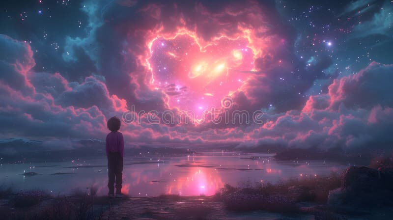 Fantasy Scene in the Sky. Multi-colored Clouds in the Shape of a Heart ...