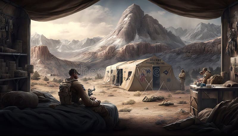 Fantasy Scene with Soldiers in the Desert. Generative AI Stock ...