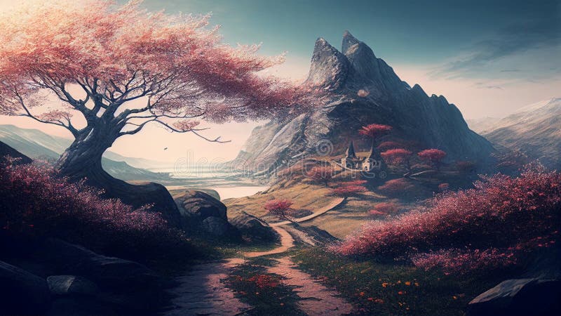 Fantasy Scenery Landscape Fairytale Stock Image - Image of river ...