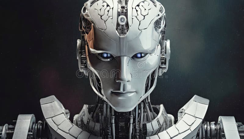 Fantasy sci-fi robot stock illustration. Illustration of star - 320650575