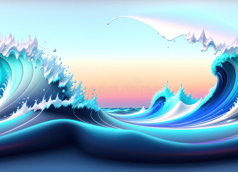 Fantasy Sea Wave Pattern, Seamless, Tileable, Blue Colored Water, White ...