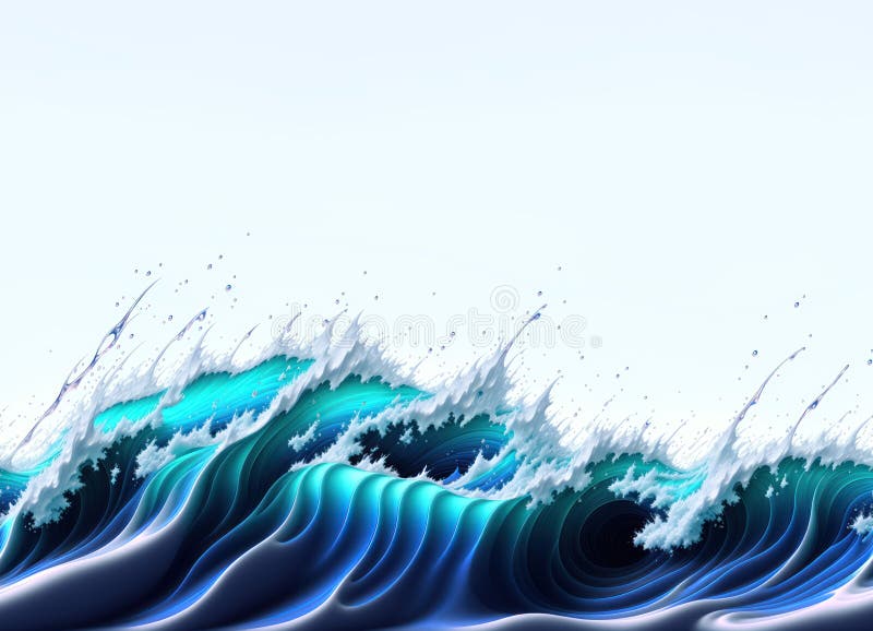 Fantasy Sea Wave Pattern, Seamless, Tileable, Blue Colored Water, White ...