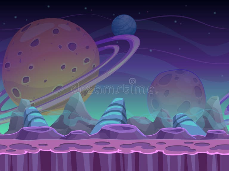 Fantasy Seamless Alien Landscape Stock Illustration - Illustration of ...