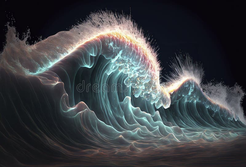 Fantasy Seascape, Magic Wave. Generative AI Stock Illustration ...
