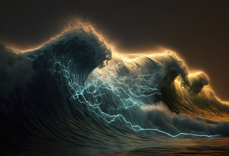 Fantasy Seascape, Magic Wave. Generative AI Stock Illustration ...