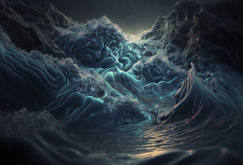 Fantasy Seascape, Magic Wave. Generative AI Stock Illustration ...