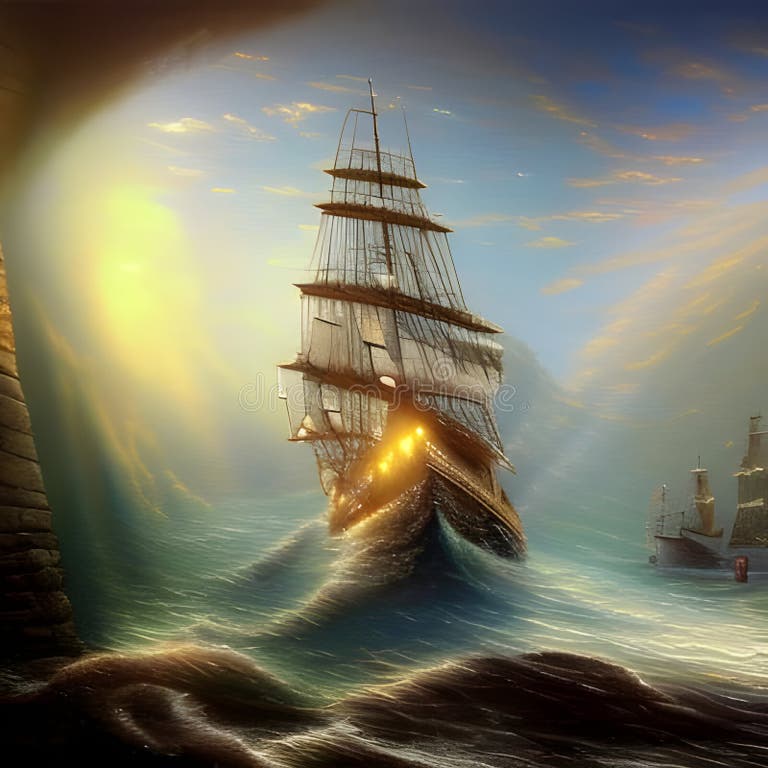 Fantasy seascape. stock illustration. Illustration of beautiful - 281171311