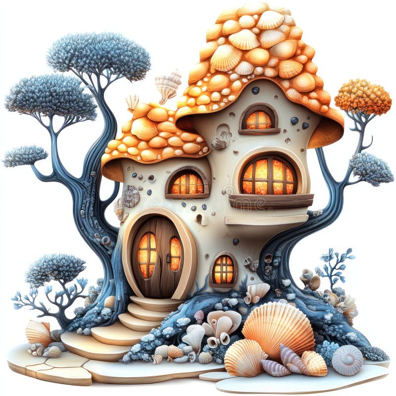 Fantasy Seashell House Illustration Stock Illustration - Illustration ...
